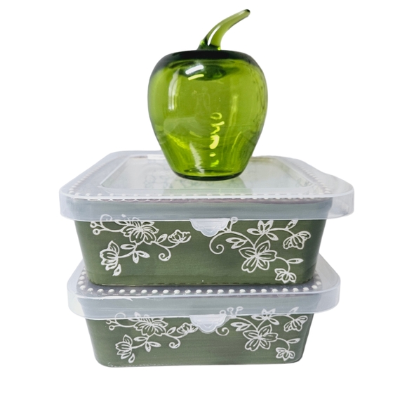 Temp-Tations | Kitchen | Vintage Temptations Floral Green Lace Dish ...